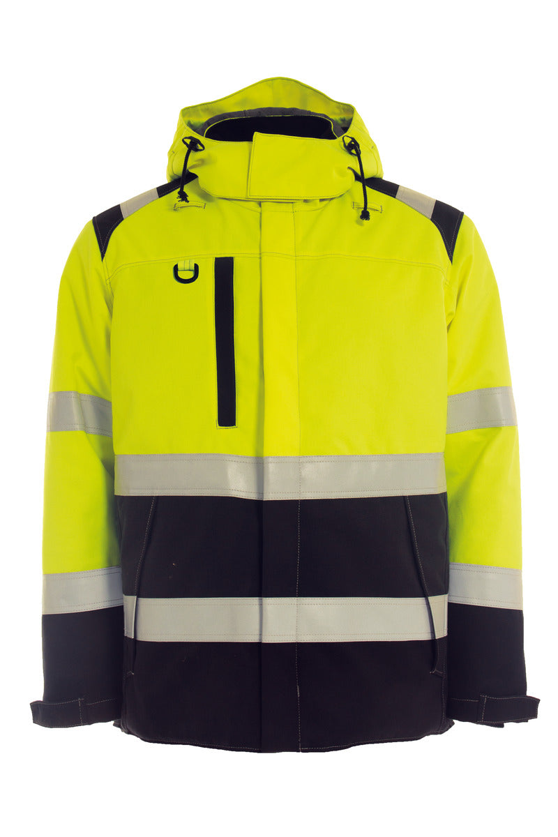 Non-Metal Flame Retardant High Vis Winter Jacket With Removable Hood
